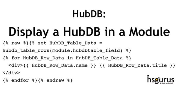 HubDB - Display a HubDB in a Module